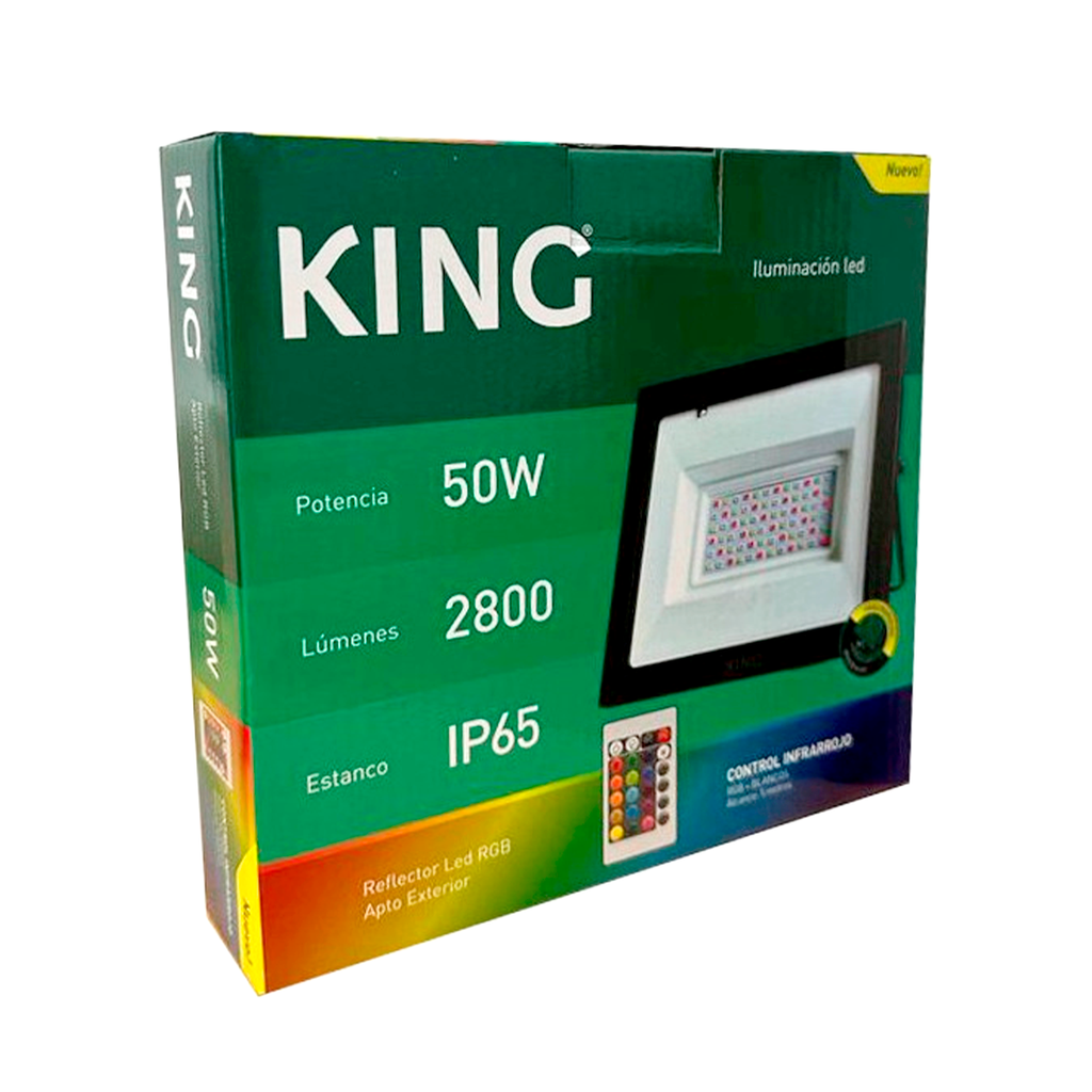 REFLECTOR LED KING 50W AC185-260V RGB CONTROL REMOTO RF | Grupo Coinp Store