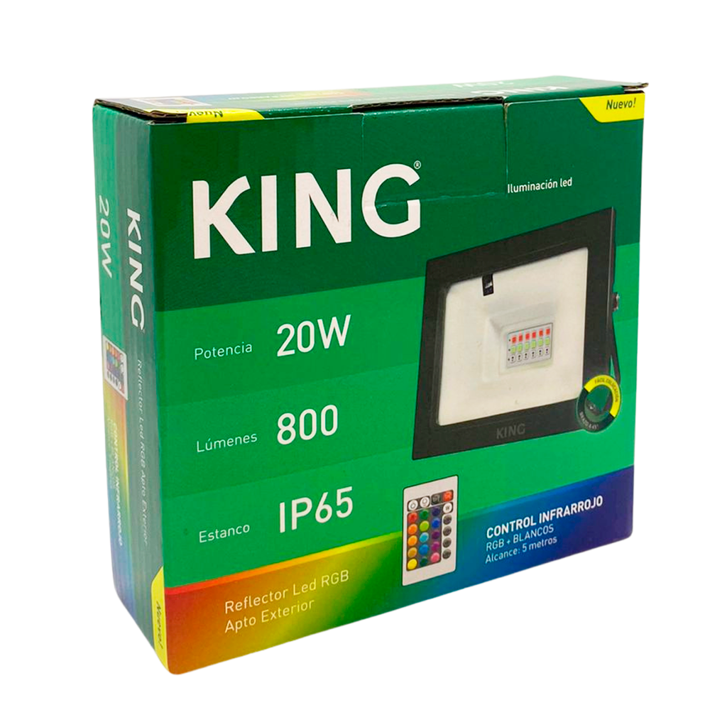 REFLECTOR LED KING 20W AC185-260V RGB CONTROL REMOTO RF | Grupo Coinp Store